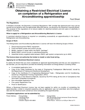 Fillable Online Obtaining a Restricted Electrical Licence on Completion ...
