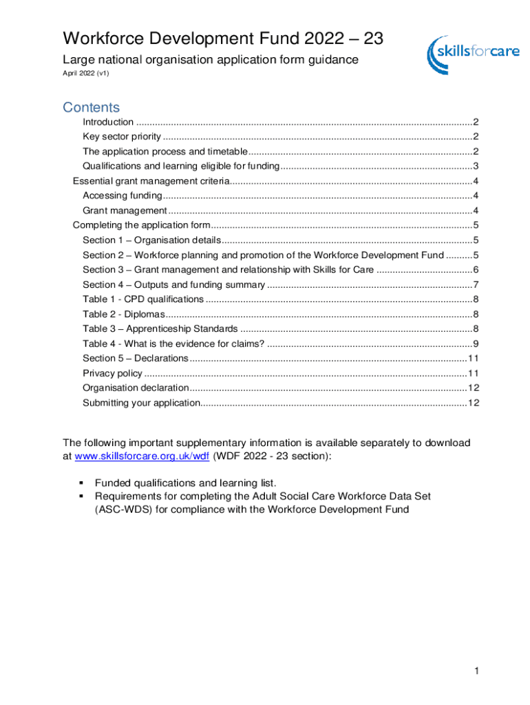 Fillable Online WDF LNO Application Form Guidance 2022-23. WDF Large ...