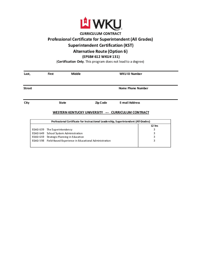 Fillable Online Professional Certificate for Superintendent (All Grades ...