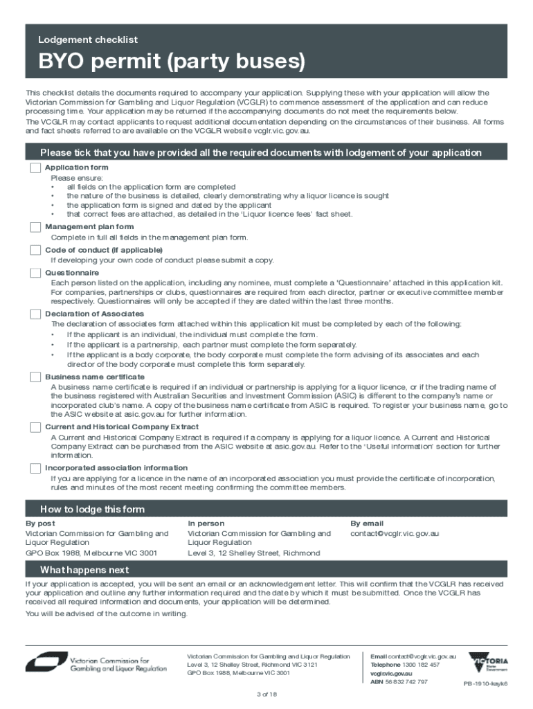 Fillable Online BYO permit (party buses) liquor licence application kit Fax Email Print - pdfFiller