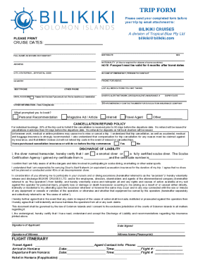 Fillable Online Trip Form Fax Email Print - pdfFiller