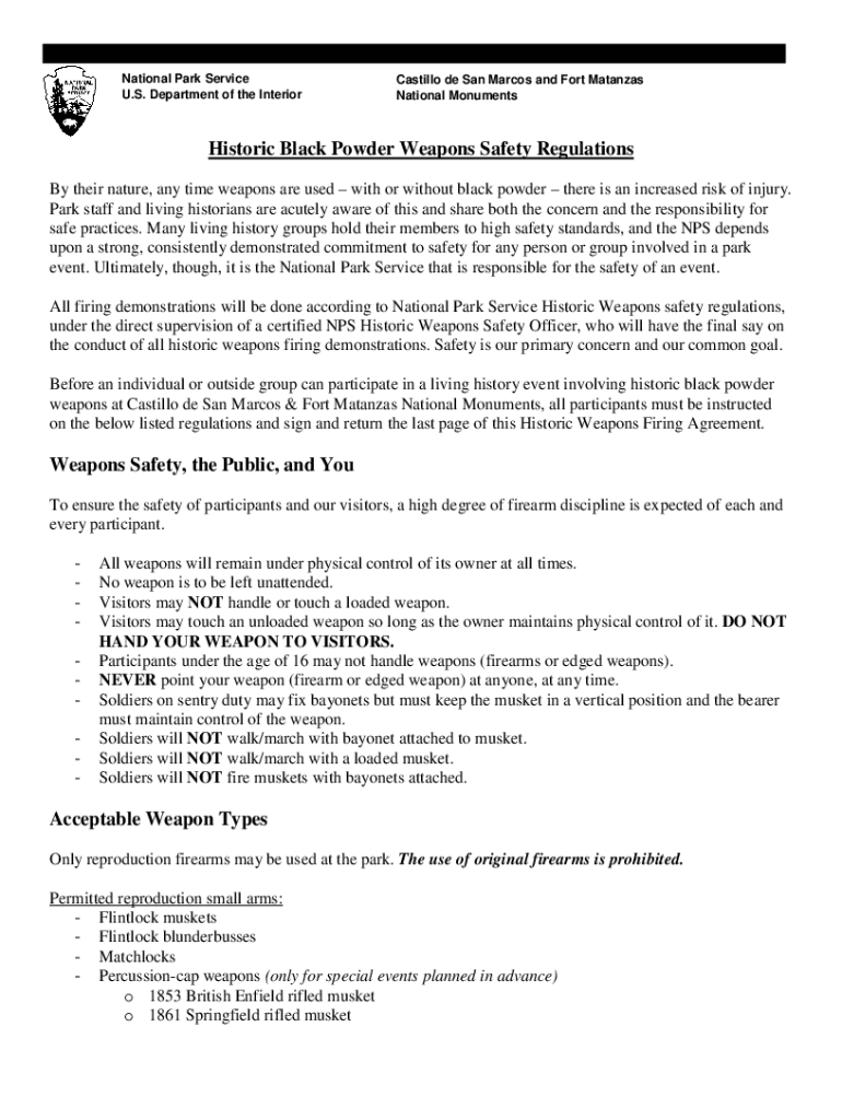 Fillable Online Historic Black Powder Weapons Safety Regulations Fax ...