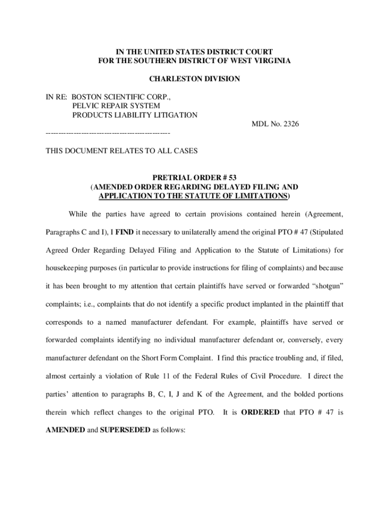 Fillable Online MDL 2326Pretrial Order #59 Revised Short Form ... Fax ...