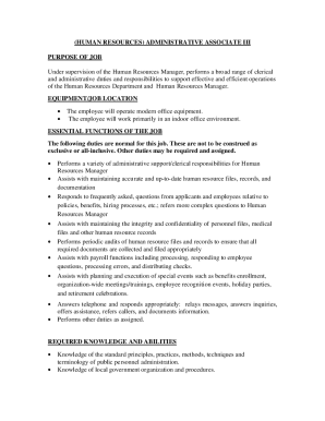 Fillable Online Hr Assistant Job Description +2023 TEMPLATE Fax Email ...