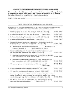 Fillable Online A-5 - Lead Requirements Screening Worksheet.doc Fax ...