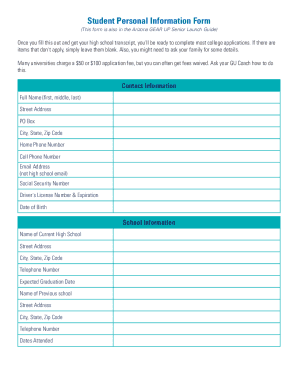 Fillable Online Student Personal Information Form Fax Email Print ...