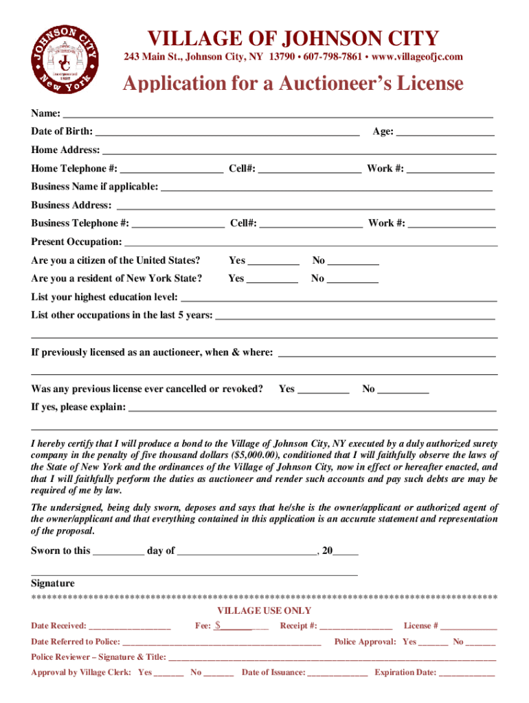 Fillable Online Application for a Auctioneer's License Fax Email Print ...