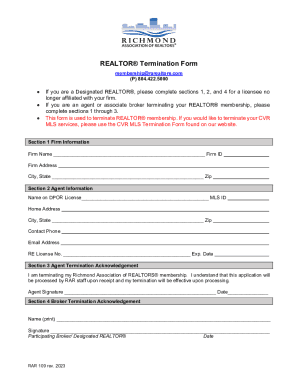 Fillable Online REALTOR Termination Form Fax Email Print - pdfFiller