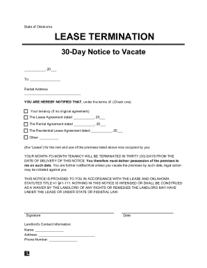 Fillable Online 30 day notice to vacate form pdf Fax Email Print ...