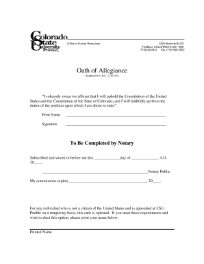 Fillable Online Oath or Affirmation of Allegiance for Public Employees and ... Fax Email Print ...