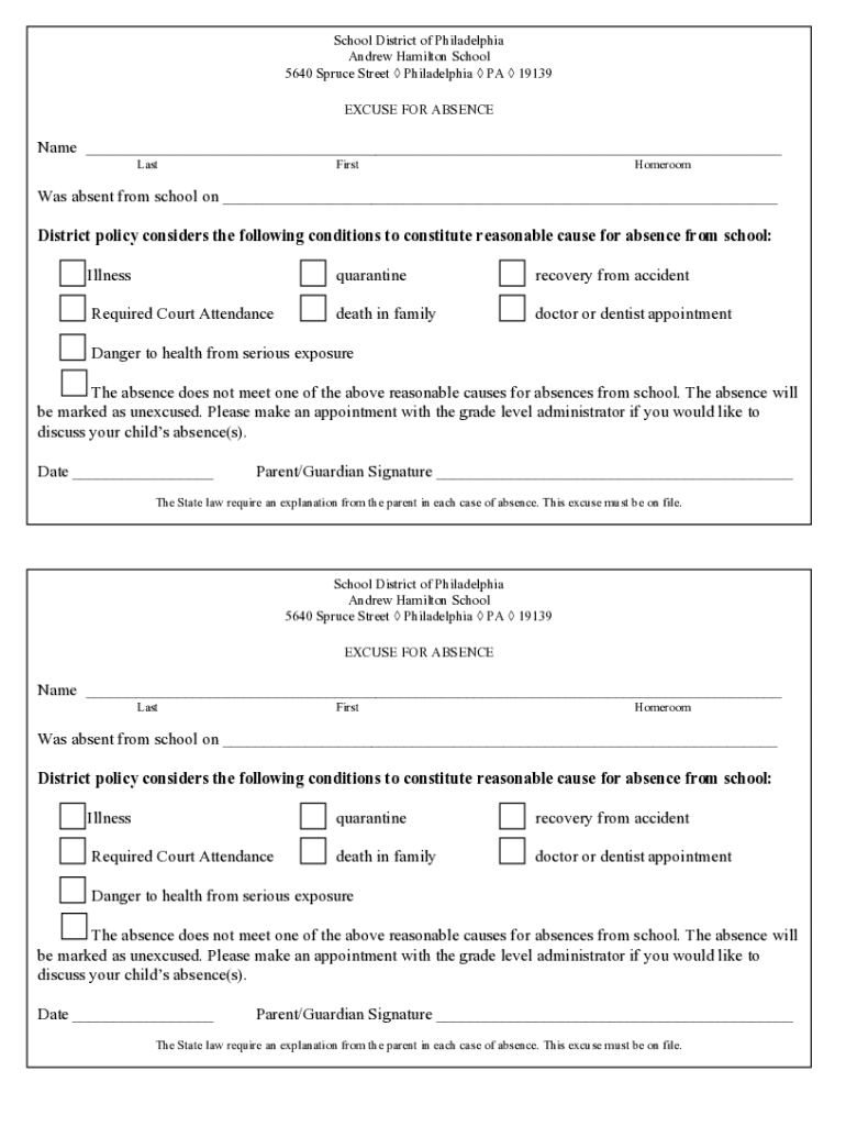 Fillable Online Was absent from school on Fax Email Print - pdfFiller