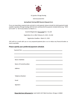 Fillable Online 10 - 2023 Spring Break Training Payment Plan Request ...