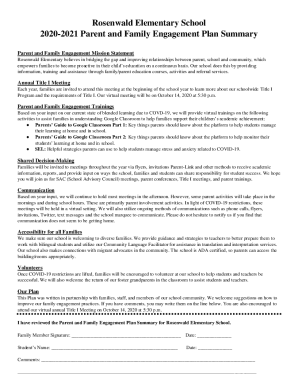 Fillable Online Parent and Family Engagement Mission Statement 2020 ...