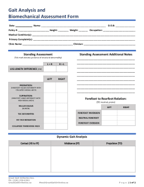 Fillable Online Gait Analysis and Biomechanical Assessment Form Fax ...