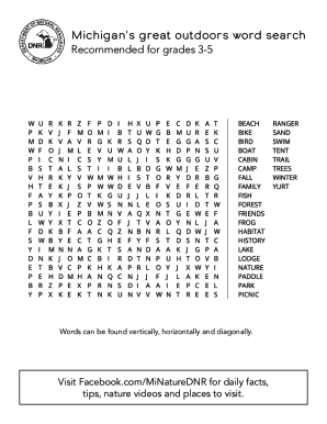 Fillable Online lsa umich Michigan's great outdoors word search, grades ...