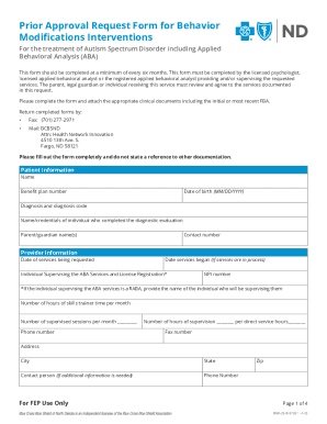 Fillable Online Prior Approval Request Form for Behavior Modifications Interventions. Prior ...