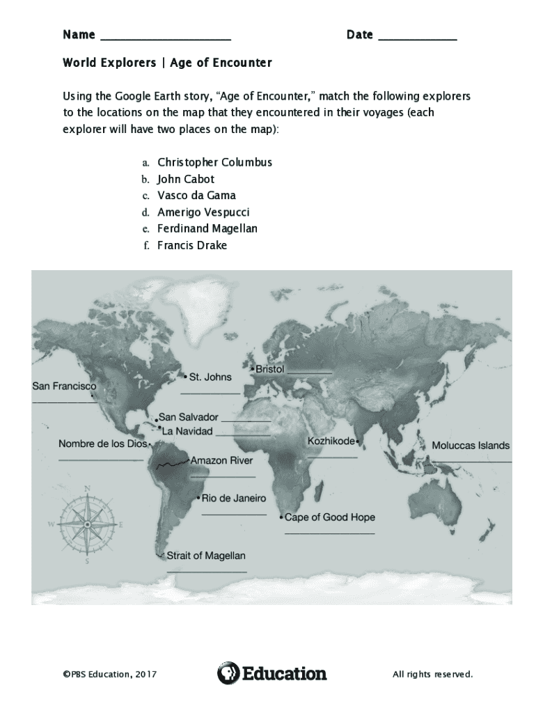 Fillable Online Age of Encounters Google Earth Worksheet.docx - Name ...