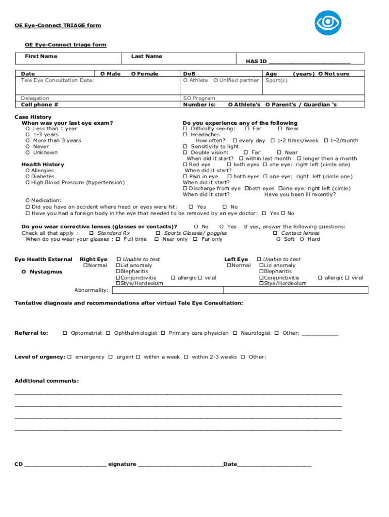 Fillable Online media specialolympics Eye Emergency Triage Form ...