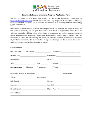 Fillable Online Community Service Internship Program Application Form Fax Email Print - pdfFiller