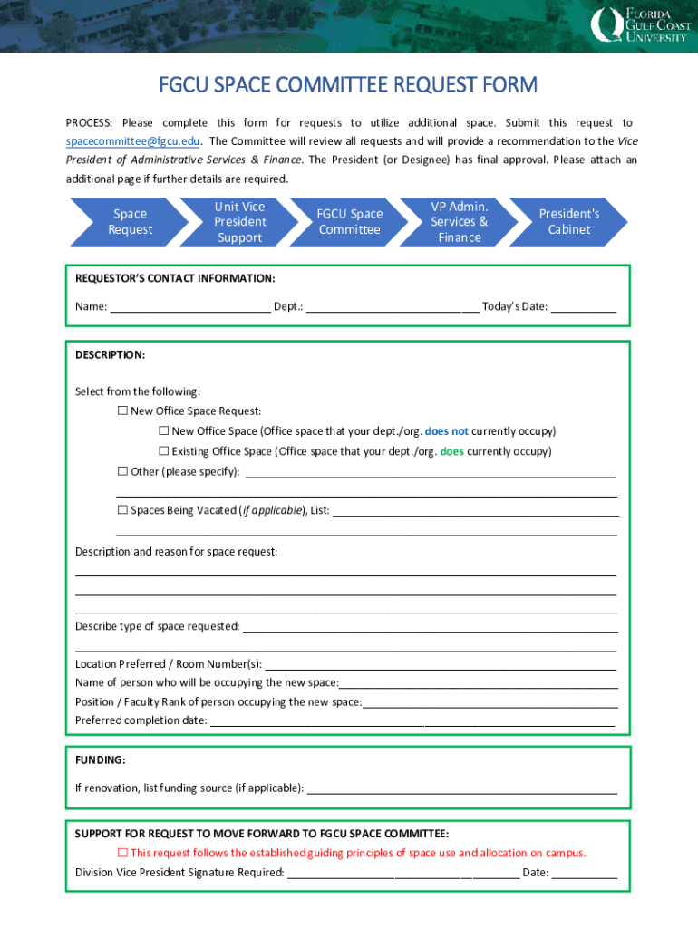 Fillable Online FGCU SPACE COMMITTEE REQUEST FORM Fax Email Print ...