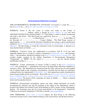 Fillable Online VRP Environmental Restrictive Covenant Template DOC Fax ...