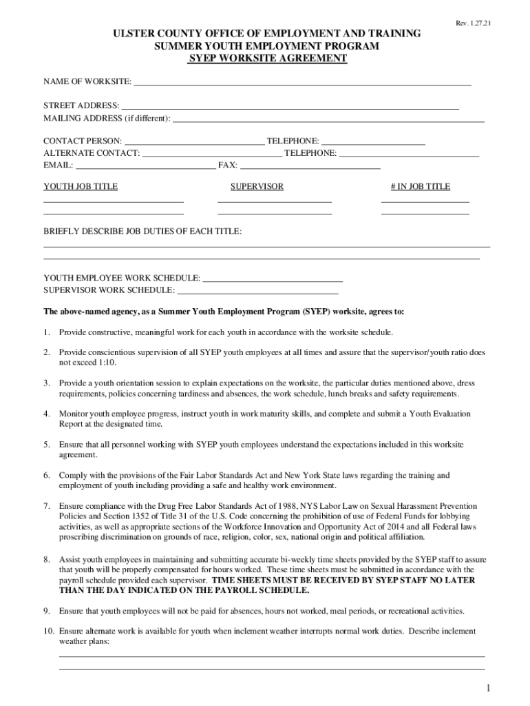 Fillable Online Summer Youth Employment Program (SYEP) Non-Profits Fax ...