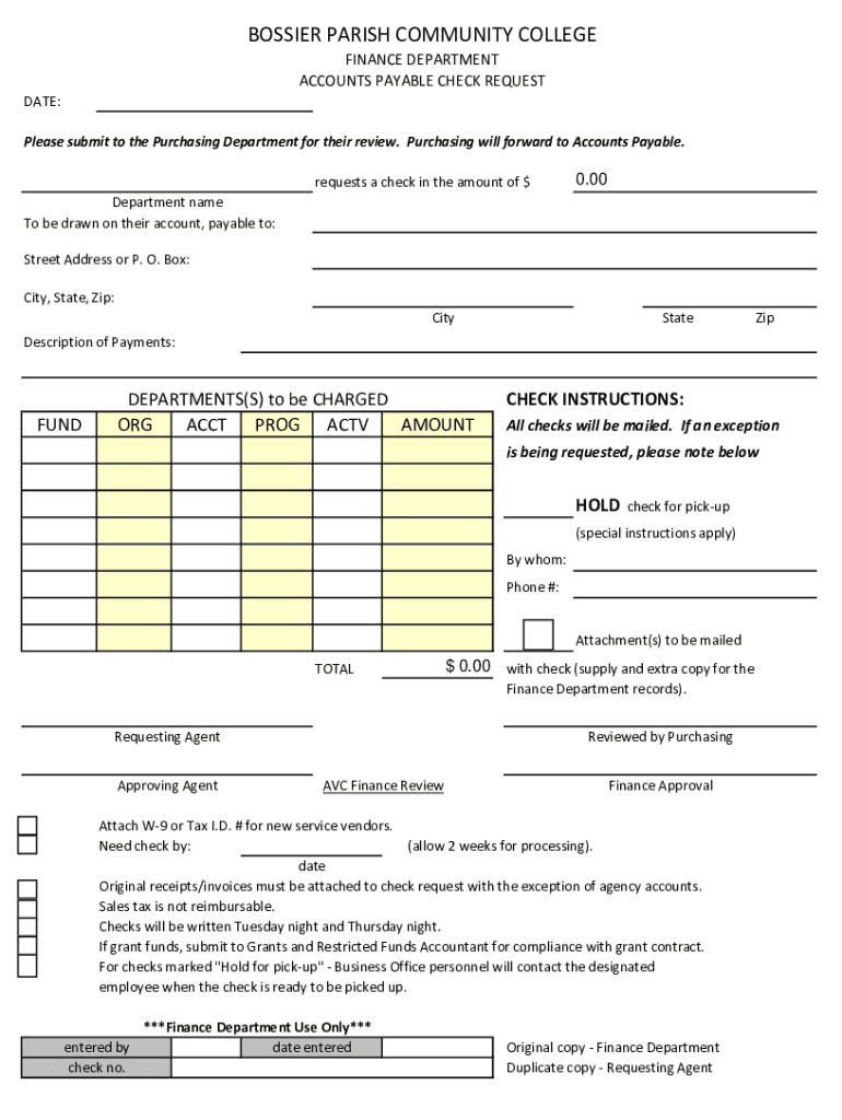 Fillable Online Accounts Payable Check Request. Fax Email Print - pdfFiller