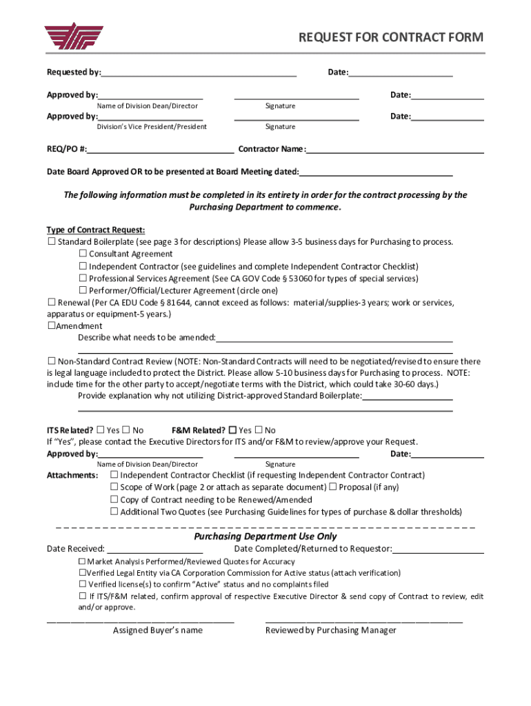 Fillable Online Faculty Contract Request Form Fax Email Print - pdfFiller