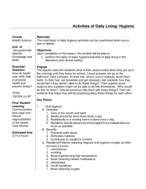 Fillable Online Activities of Daily Living Template.doc Fax Email Print ...