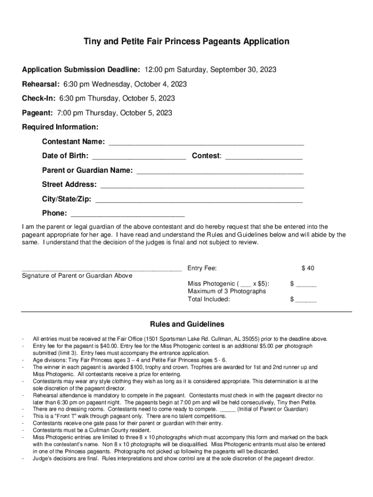 Fillable Online Miss Carroll County Pageant Fax Email Print - pdfFiller
