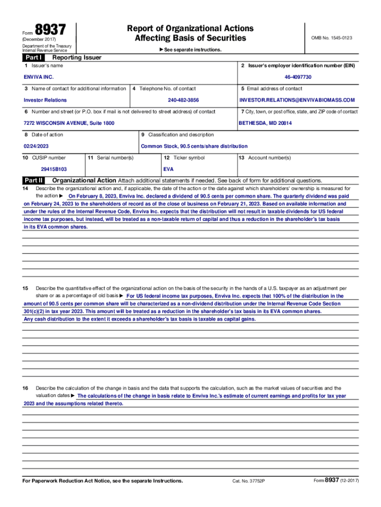 Fillable Online Form 8937 - Investor RelationsCapital One Financial ...