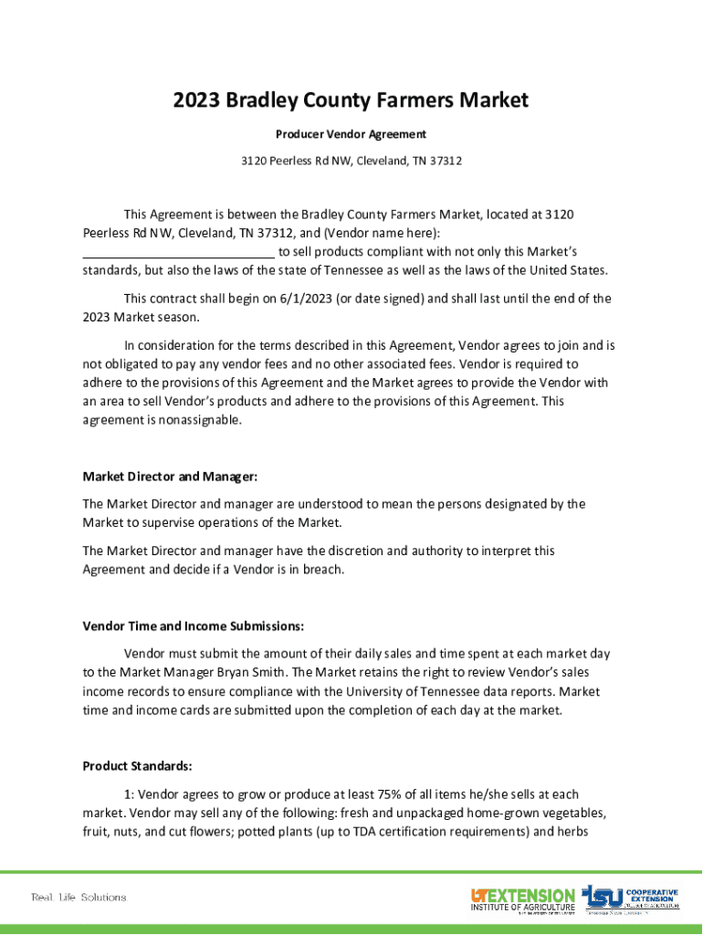 Fillable Online 'Kev Cooks' returns to Bradley County Farmers Market Fax Email Print - pdfFiller