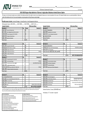 Fillable Online 2022-2023 Degree Map-Bachelor of Science in Agricultural Business-Animal Science ...