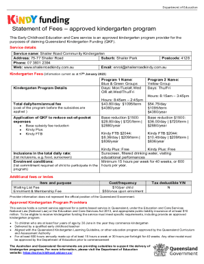 Fillable Online Funded Kindergarten Program in Victoria Fax Email Print ...