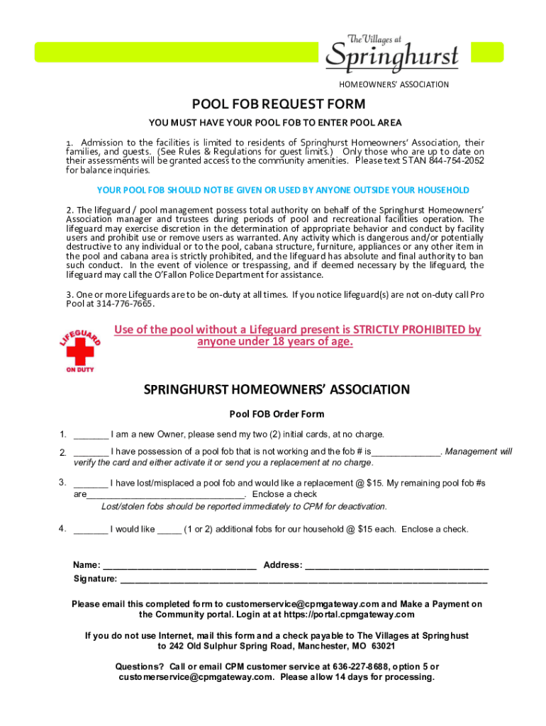 Fillable Online Pool FOB Order Form Fax Email Print - pdfFiller