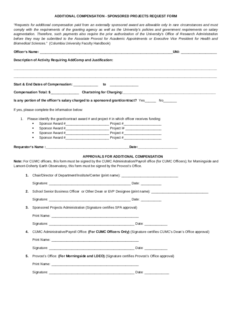 SPONSORED PROJECTS - Office of the Provost Doc Template | pdfFiller