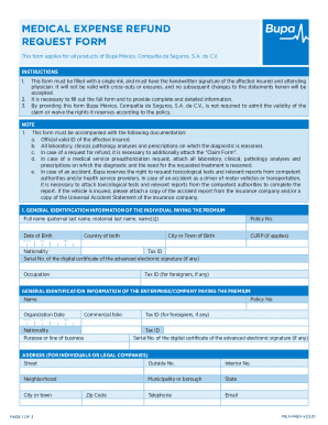 Fillable Online form for medical expenses reimbursement request Fax ...