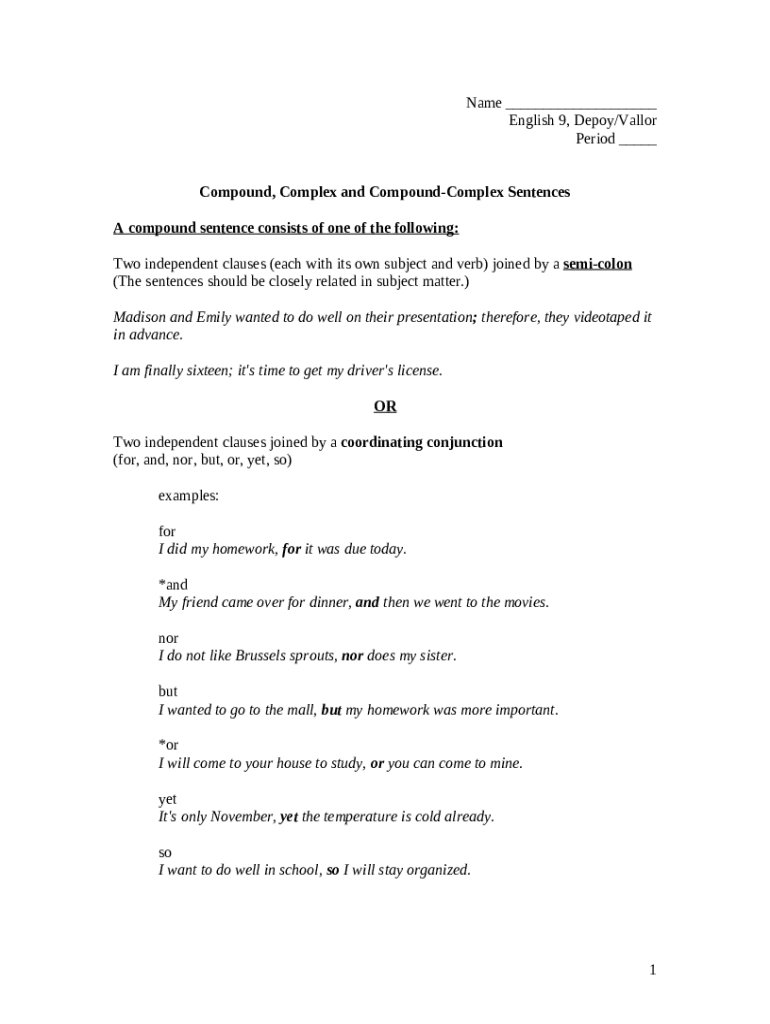 Sentence Structures and Types of Sentences - Academic Guides Doc ...