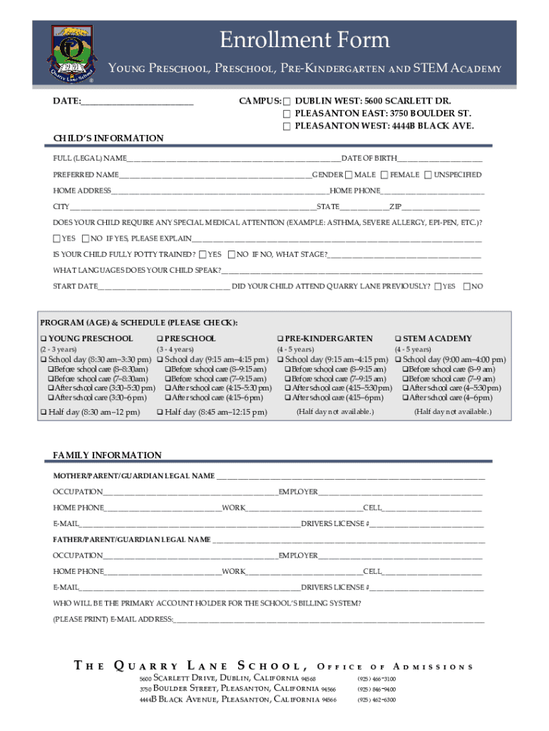 Fillable Online Preschool Online Brochure by The Quarry Lane School Fax ...