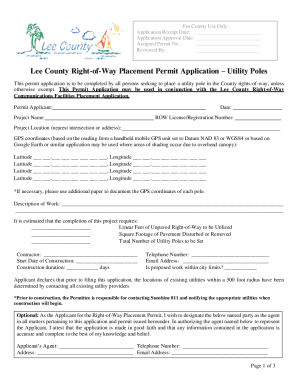 Fillable Online Lee County Right-of-Way Placement Permit Application ...