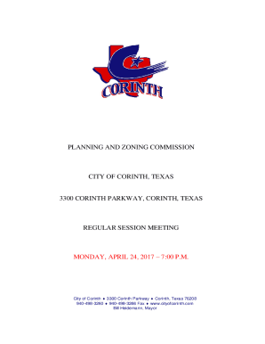Fillable Online Planning and Zoning Commission City of Corinth, Texas ...