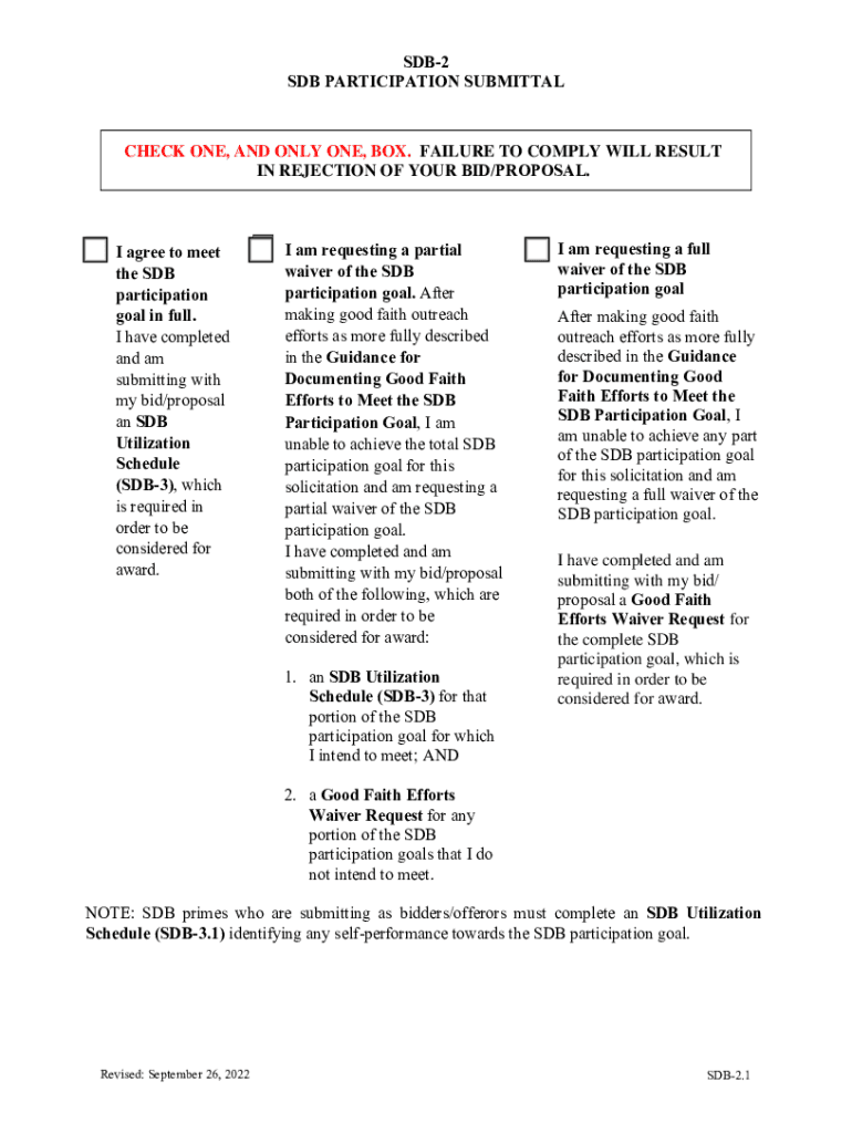 Fillable Online appendix g - sdb participation summary sheet and ...