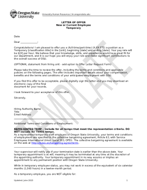 Part-time to full-time offer letter template Doc Template | pdfFiller