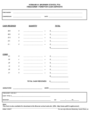 Fillable Online PTA Check Deposit Form 2018.pdf Fax Email Print - pdfFiller