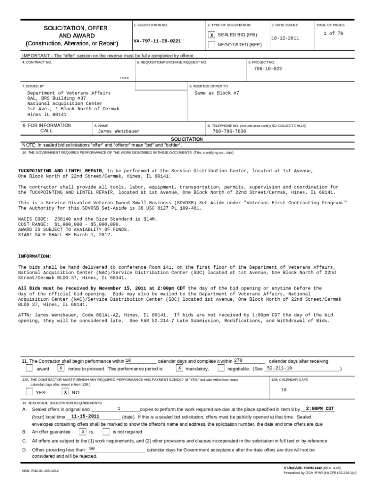 BID SCHEDULE, Continuation of Block 17 of SF-1442 Doc Template | pdfFiller