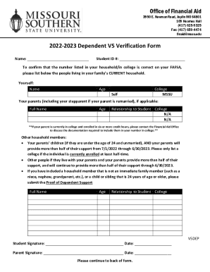 Fillable Online 2020-2021 Dependent V5 Verification Form Fax Email Print - pdfFiller