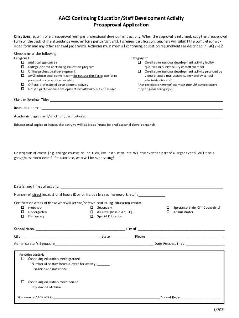 Fillable Online AACS Continuing Education/Staff Development Activity ... Fax Email Print - pdfFiller