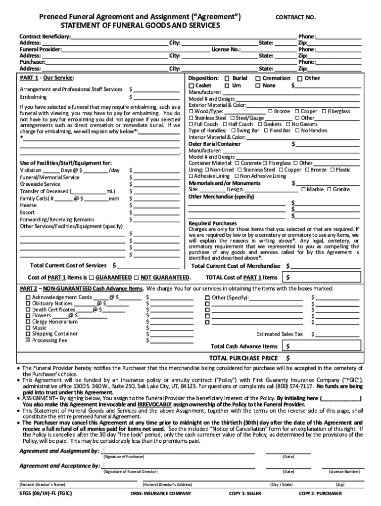 Fillable Online Statement Of Funeral Goods And Services - Fill Online ...