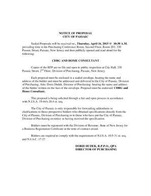 Fillable Online RE-BID NOTICE OF PROPOSAL CITY OF PASSAIC Fax Email ...