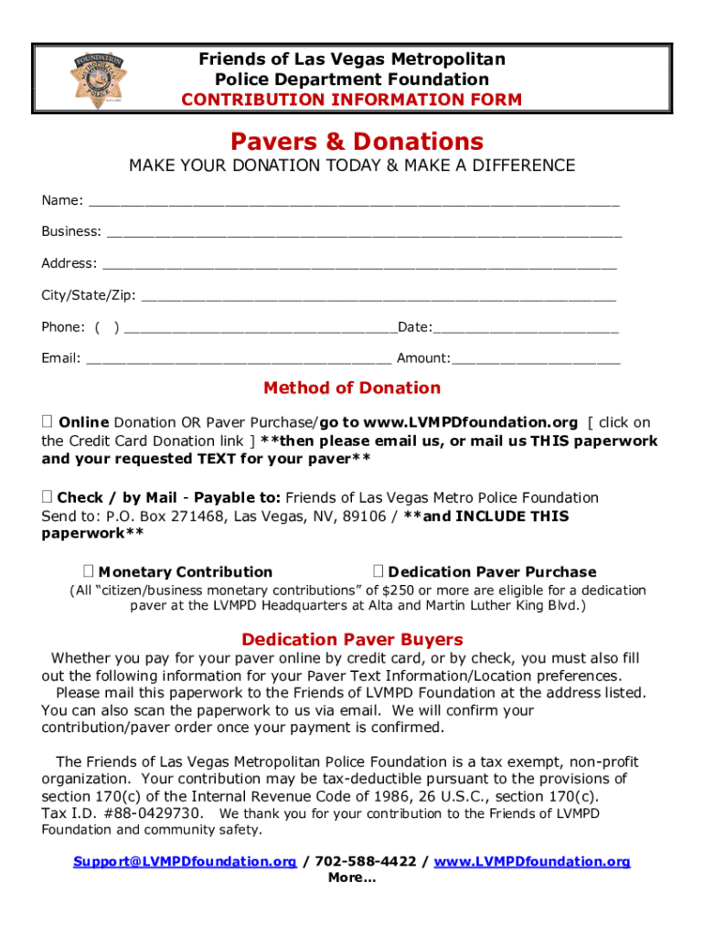 Fillable Online Get the free Dedication paver inscription sheet - LVMPD ... Fax Email Print ...